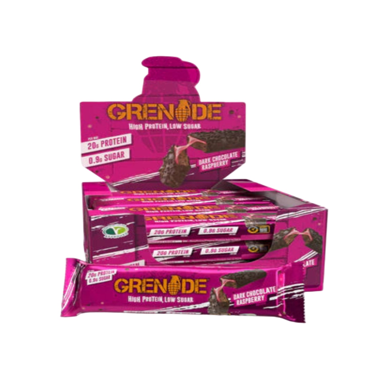 Grenade High Protein, Low Sugar Bar - Raspberry Dark Chocolate (12x60g ...